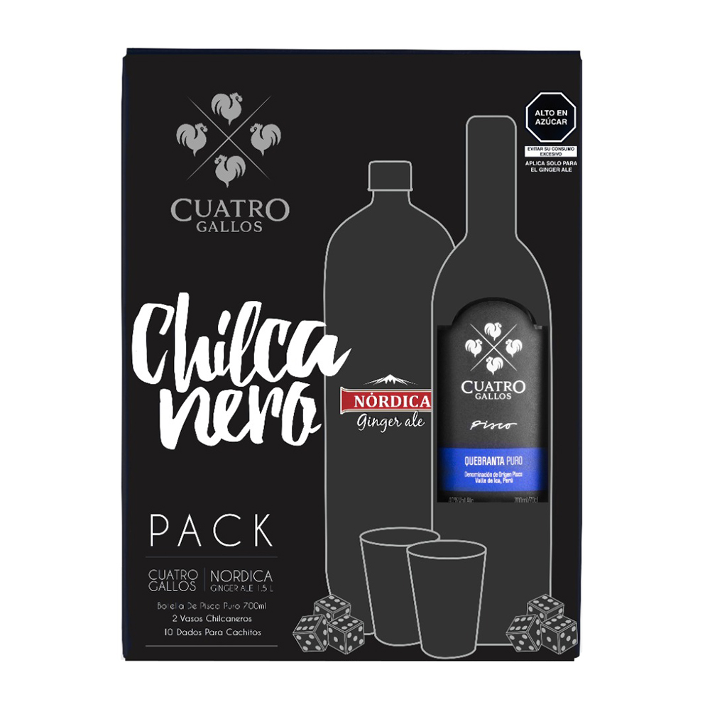 PACK Pisco 4 GALLOS QUEBRANTA 700mL | Lickomarshop